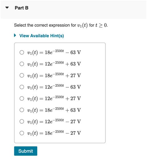 Solved Select The Correct Expression For V T For T View Chegg