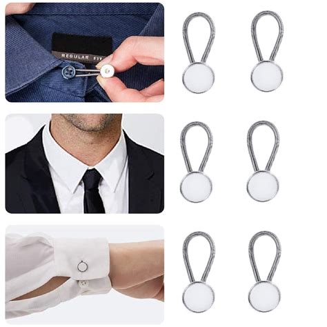 Trianu 6pcs Metal Button Extension Collar Extenders Stretch Neck