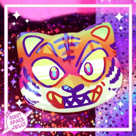Tiger Button Furry Cute Pinback Etsy