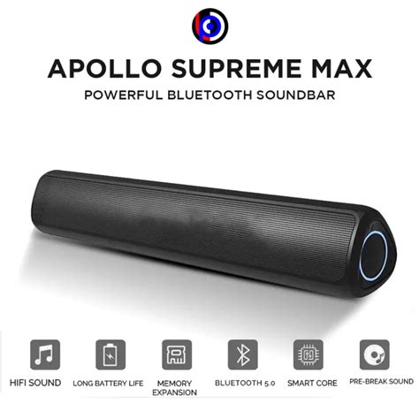 Apollo Supreme Max Wireless Soundbar Bluetooth Speaker W Subwoofer Large Battery Aux FM With