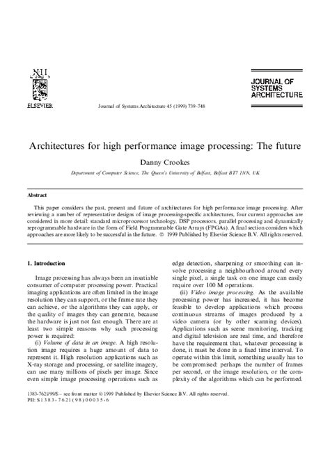 pdf architectures for high performance image processing the future