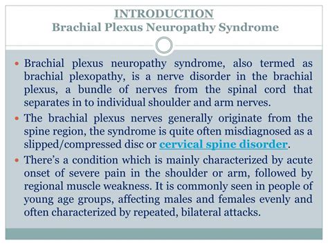 Ppt Brachial Plexus Neuropathy Syndrome Causes Symptoms Daignosis