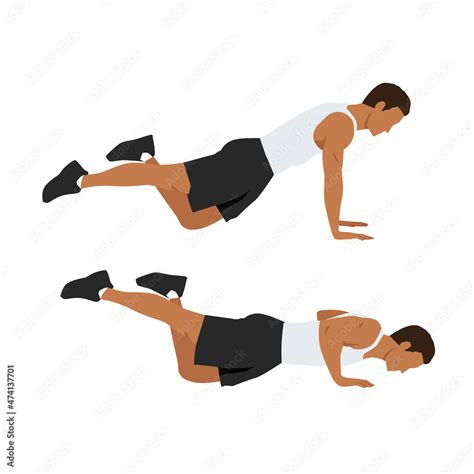 Modified Knee Push Ups Exercise Flat Vector Illustration Isolated On