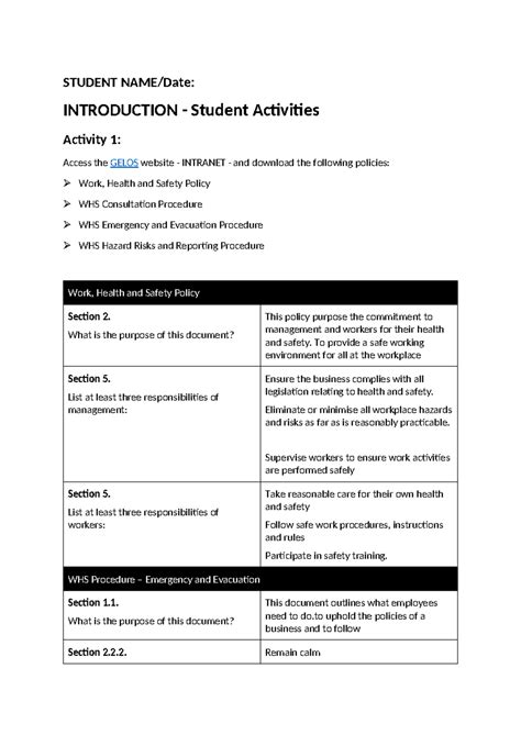 Bsbwhs 311 Student Introduction Activities Student Namedate