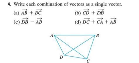 Solved 4 Write Each Combination Of Vectors As A Single
