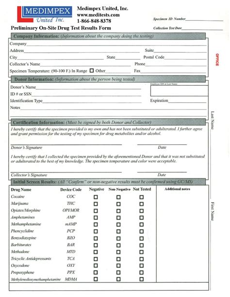 Drug Test Form Pdf