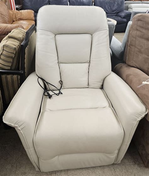Cream Leather Swivel Recliner And Lift Chair