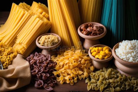 Layout Of Italian Raw Pasta Different Types And Shapes Of Pasta Stock Illustration