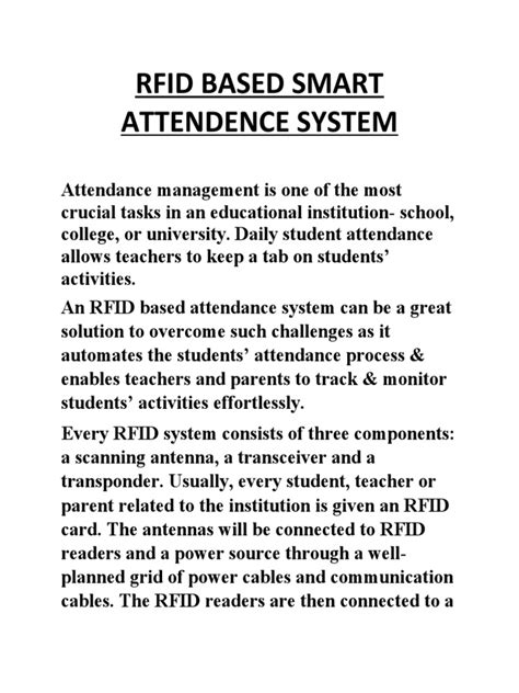 Rfid Based Smart Attendence System Pdf