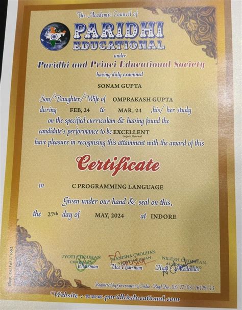sonam gupta on linkedin certificate in c programming language