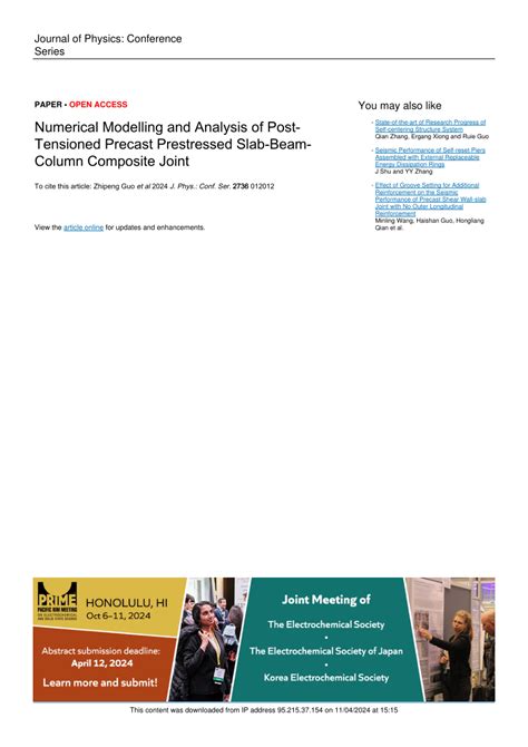 Pdf Numerical Modelling And Analysis Of Post Tensioned Precast Prestressed Slab Beam Column