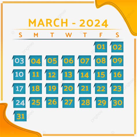 Diseño De Calendario Mensual De Marzo De 2024 Png Calendario Marzo