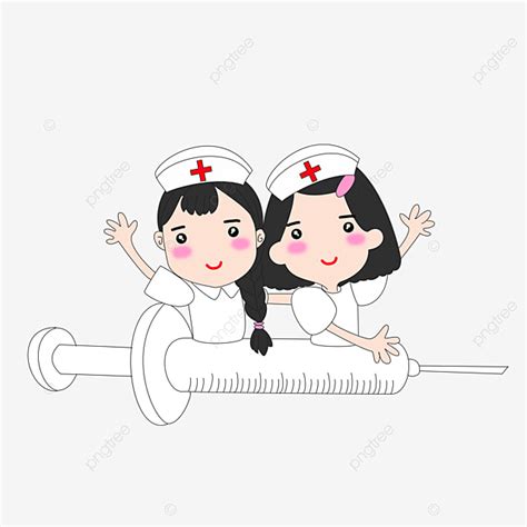 醫療注射可愛護士白護士帽 可愛護士 手繪醫療 白色天使素材圖案，psd和png圖片免費下載