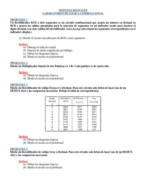 Lab Combinacionales Pdf Decimal Codificado En Binario Semáforo