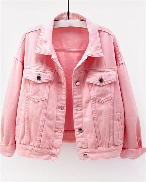 Blouson En Jean Rose à Simple Boutonnage Pour Femme • Mon Blouson