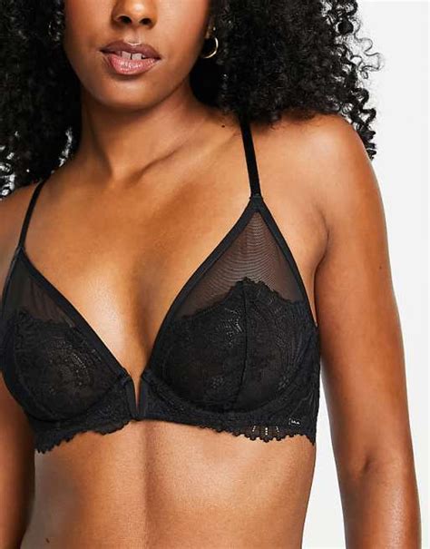 Lindex Chloe Non Padded Plunge Lace Bra With Sheer Mesh And V Wire