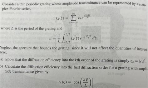 Solved Consider A Thin Periodic Grating Whose Amplitude