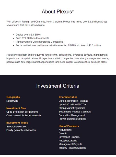 plexus capital quarterly deal announcement q3 2023 plexus capital
