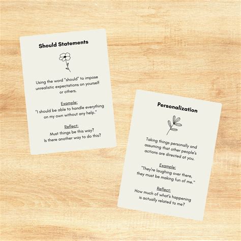 Cognitive Distortion Cards Printable Thinking Traps Cute Simple