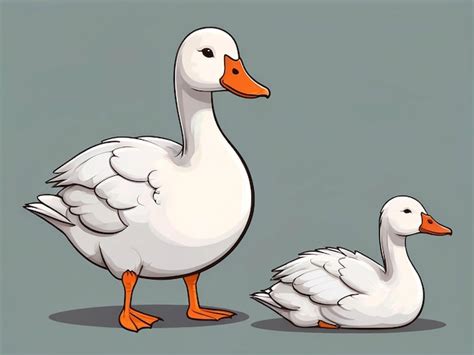 Vector Dibujos Animados De Ganso Blanco Y Lindo Aislados Vector Premium