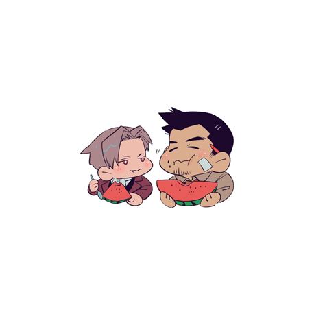 Miles Edgeworth And Dick Gumshoe Ace Attorney Drawn By Greengrimy