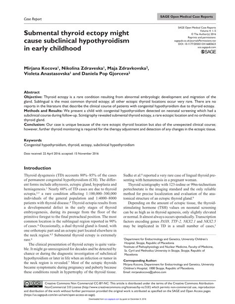 Pdf Submental Thyroid Ectopy Might Cause Subclinical Hypothyroidism