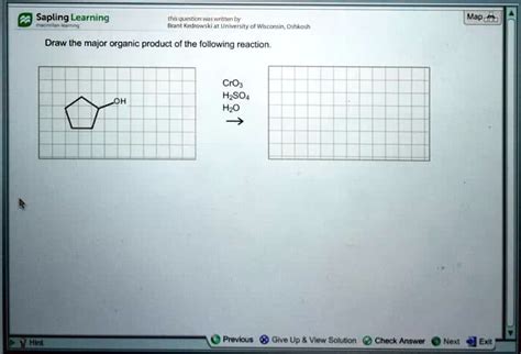 solved draw the major organic product of the following reaction