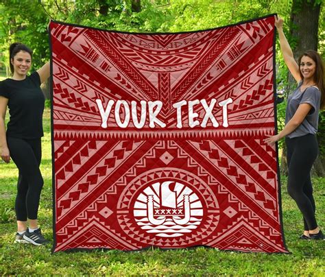 Tahiti Personalised Premium Quilt Tahiti Seal In Polynesian Tattoo