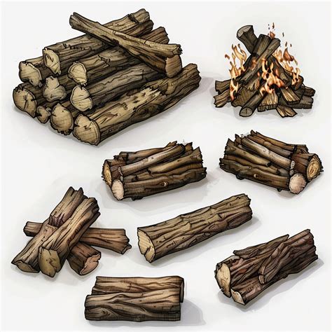 Resource Sprite Sheet Pile Of Firewood Icon Multiple Premium Ai Generated Vector