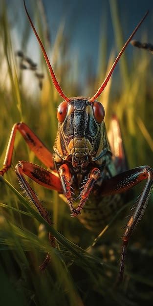 Premium Ai Image A Close Up Of A Grasshoppers Face