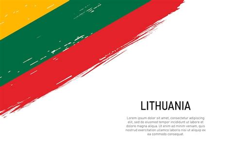Fondo De Trazo De Pincel De Estilo Grunge Con Bandera De Lituania Vector Premium