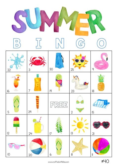 50 Summer Bingo Cards Classroom Game Bingo Game Summer Party Game