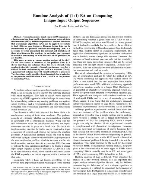 pdf runtime analysis of 1 1 ea on computing unique input output