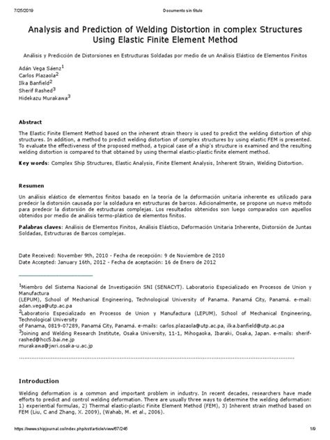 View Of Analysis And Prediction Of Welding Distortion In Complex
