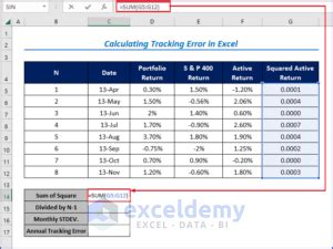How to Calculate Tracking Error in Excel (with Detailed Steps)