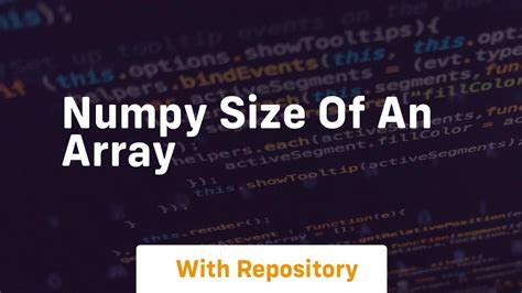 Numpy Size Of An Array Youtube