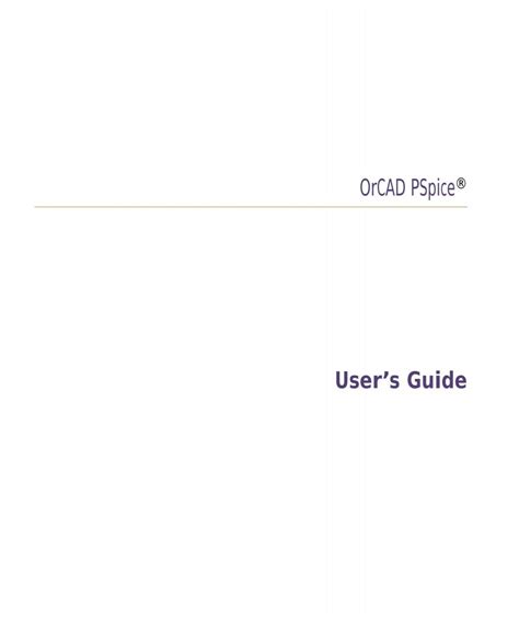 Orcad Pspice Users Guide Electronics Lab
