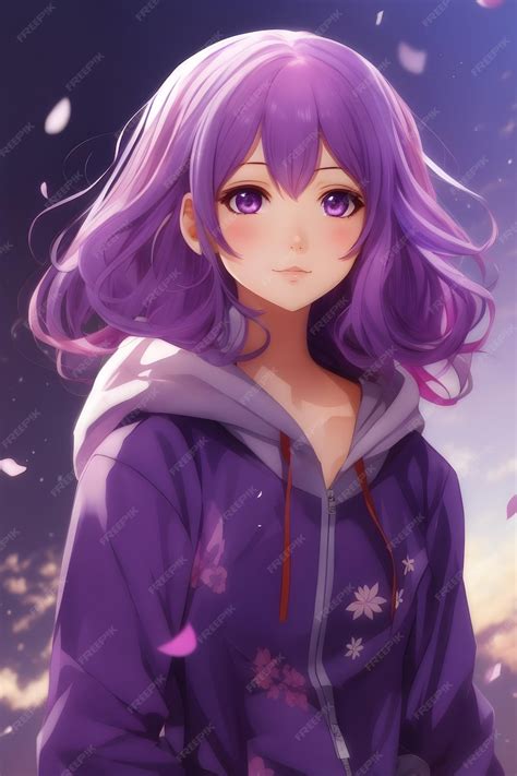 Premium Ai Image Purple Anime Girl Purple Hair Anime Girl Anime