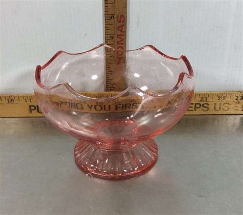 Pink Depression Glass Rolled Rim Bowl Sherwood Auctions