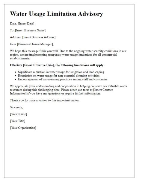 Letter Template For Water Usage Restriction Notice Free Samples In