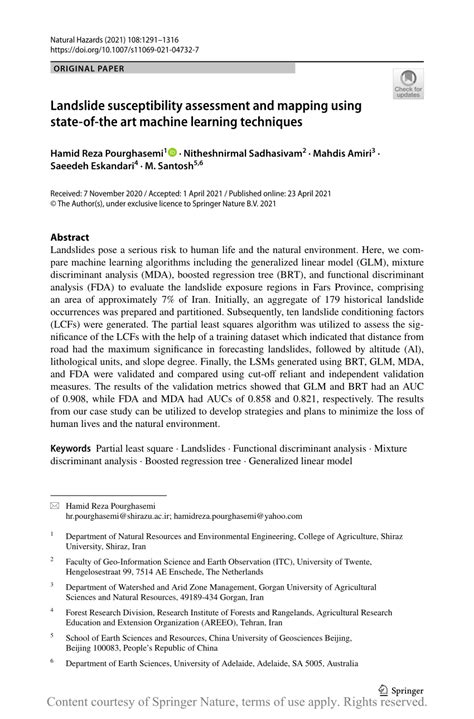 Landslide Susceptibility Assessment And Mapping Using State Of The Art Machine Learning