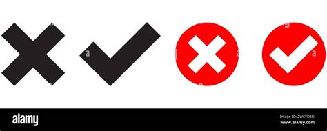Check Mark And Cross In Both Black And With A Red Circle Positive Or