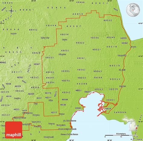 Physical Map Of Zip Codes Starting With 480