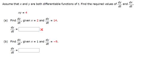 solved assume that x and y are both differentiable functions