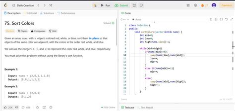 Leetcode Daily Sort Colors With Two Pointers Nikunj Goel Posted On