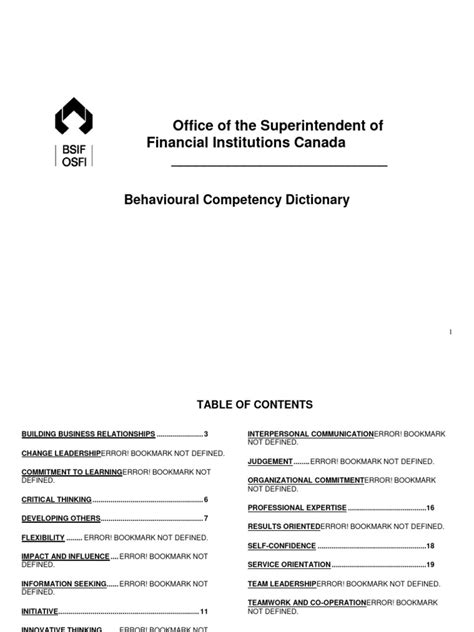 Behavioural Competency Dictionary E Pdf Learning Knowledge