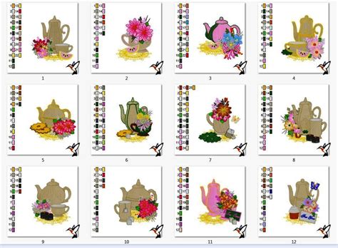 Matriz Bordado Pano De Prato Chá Com Limão E Flores Elo7