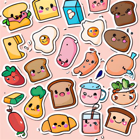 Kawaii Chibi Super Cute Food Stickers · Creative Fabrica