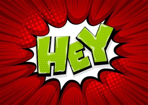 Premium Vector Hey Hi Hello Greeting Wow Colored Comic Text