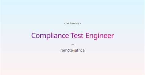 Remote Compliance Test Engineer Job At Internet Software And Services